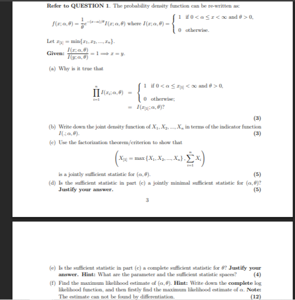 Solved Refer to ﻿QUESTION 1. ﻿The probability density | Chegg.com