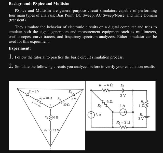 Background: PSpice and Multisim PSpice and Multisim | Chegg.com
