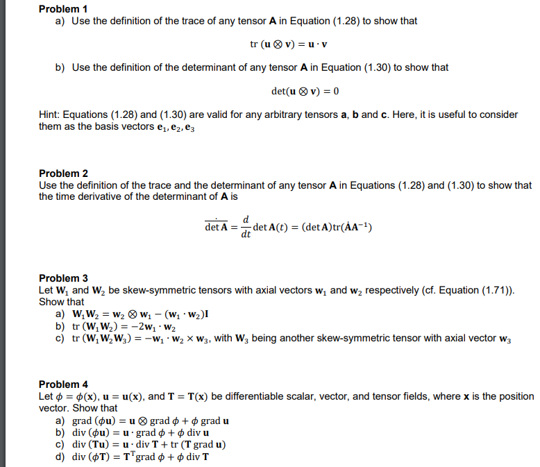Solved Problem 1 a) Use the definition of the trace of any | Chegg.com