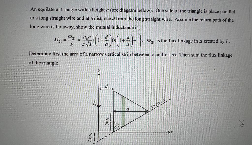 Solved An equilateral triangle with a height a (see diagram | Chegg.com