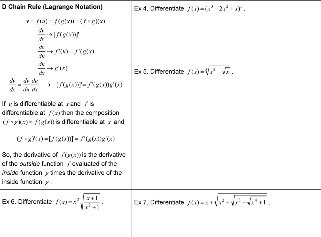 Solved D Chain Rule (Lagrange Notation) Ex 4. Differentiate | Chegg.com Solved D Chain Rule (Lagrange Notation) Ex 4. Differentiate | Chegg.com