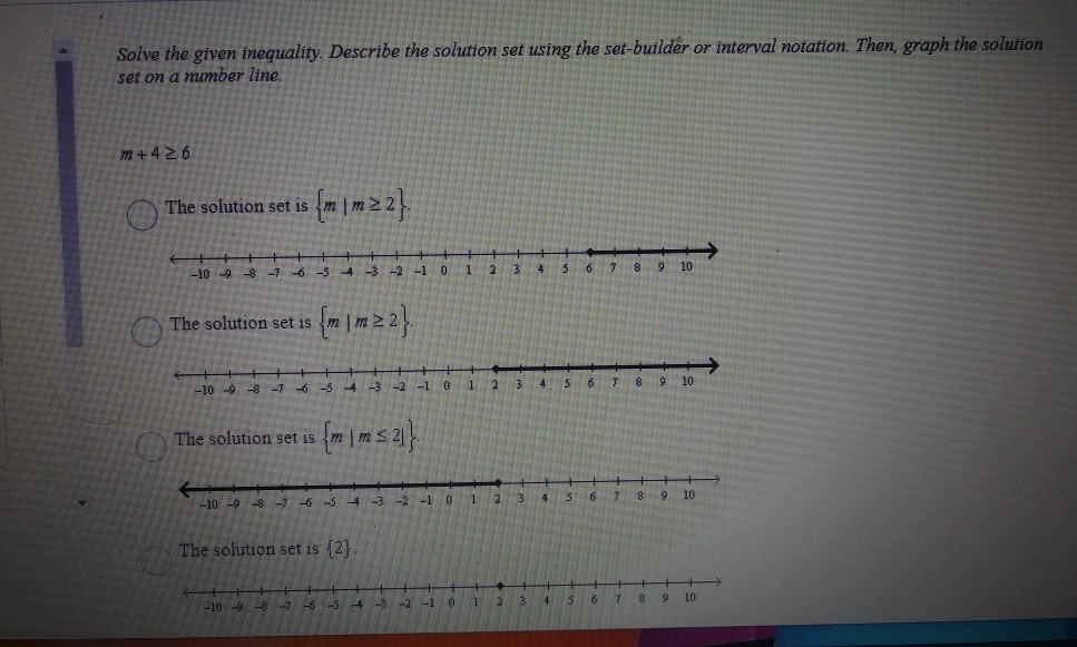 Solved Solve the given inequality. Describe the solution set | Chegg.com
