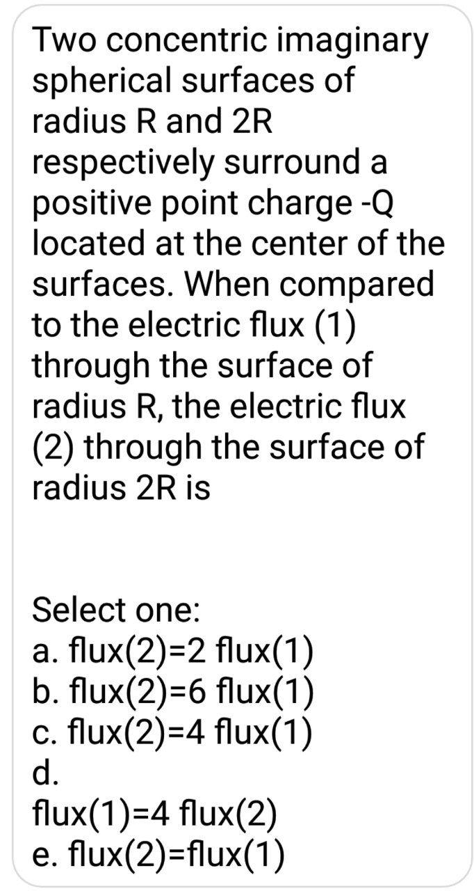 Solved Two concentric imaginary spherical surfaces of radius | Chegg.com
