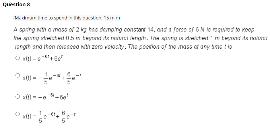 Solved Question 8 (Maximum time to spend in this question: | Chegg.com
