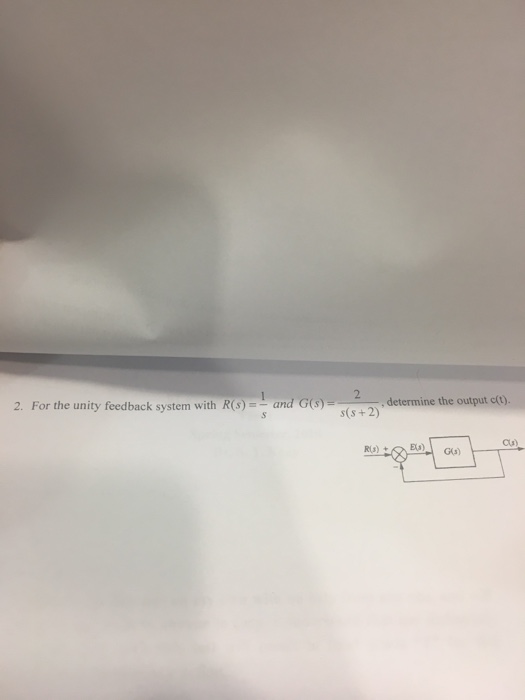 Solved 2 2. For the unity feedback system with R(s)and G(s) | Chegg.com
