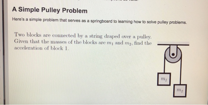 Solved A Simple Pulley Problem Here's a simple problem that | Chegg.com