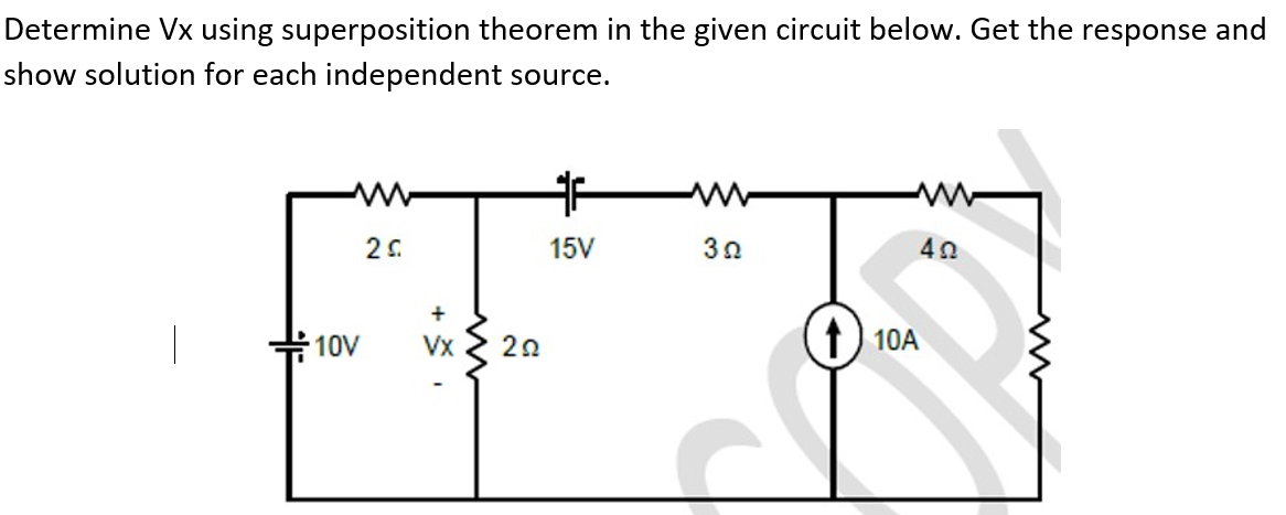 Solved Determine Vx using superposition theorem in the given | Chegg.com