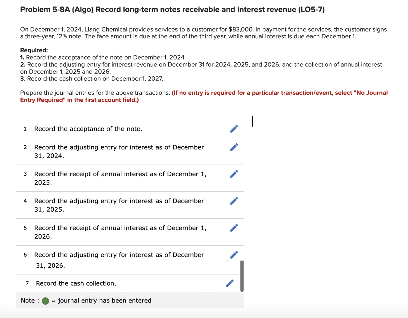 Solved Problem 5-8A (Algo) Record long-term notes receivable | Chegg.com