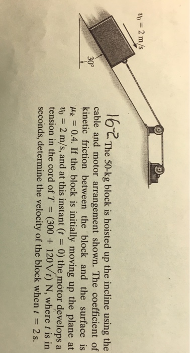 Solved The 50-kg block is hoisted up the incline using the | Chegg.com