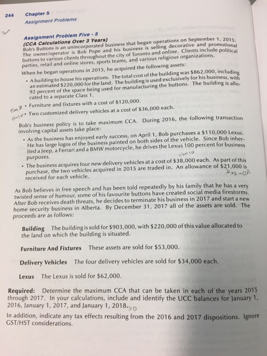 Solved 244 Chapter 5 Assignment Problems Assignment Problem | Chegg.com