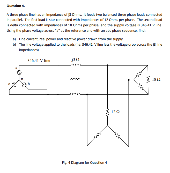Solved Question 4. A three phase line has an impedance of j3 | Chegg.com