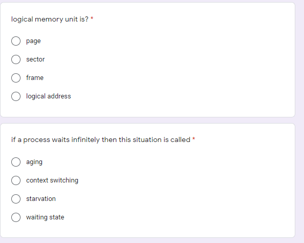 Solved logical memory unit is? * page sector frame logical | Chegg.com