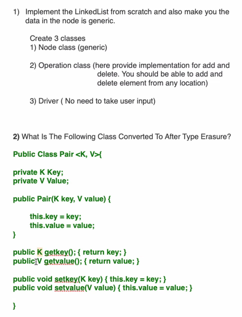 Solved 1) Implement the LinkedList from scratch and also | Chegg.com