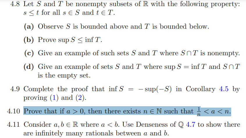 Solved 4.8 Let S and T be nonempty subsets of R with the | Chegg.com