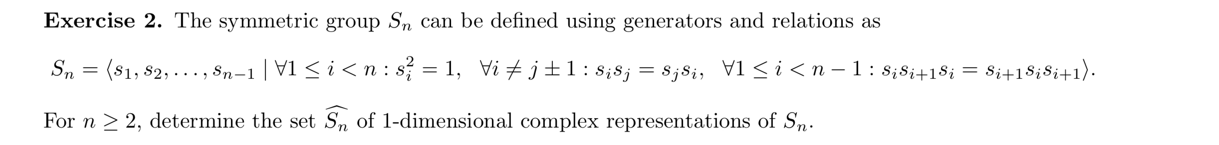 Solved Exercise 2. ﻿The symmetric group Sn ﻿can be defined | Chegg.com