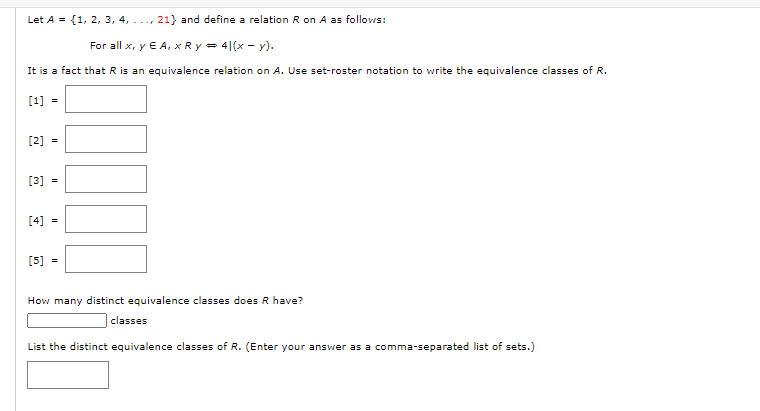 Solved Let A = {1, 2, 3, 4, 21} and define a relation Ron A | Chegg.com