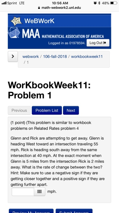 Solved l Sprint LTE 10:56 AM math-webwork2.unl.edu WeBWorK | Chegg.com