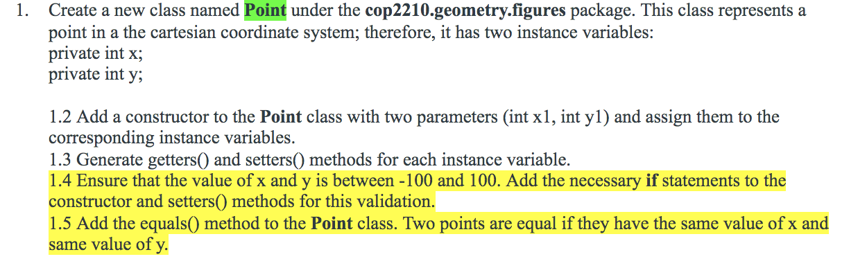 Solved 1. Create a new class named Point under the | Chegg.com
