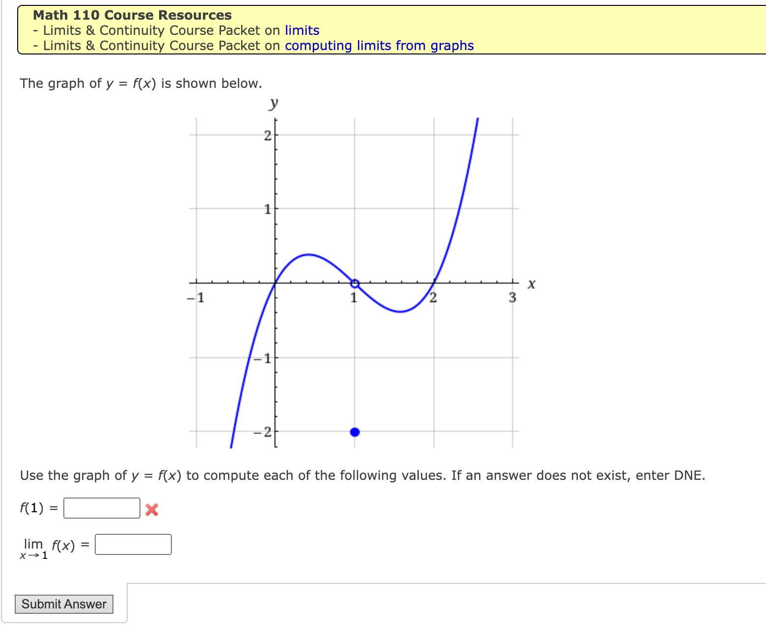 Solved Math 110 ﻿Course ResourcesLimits & Continuity Course | Chegg.com
