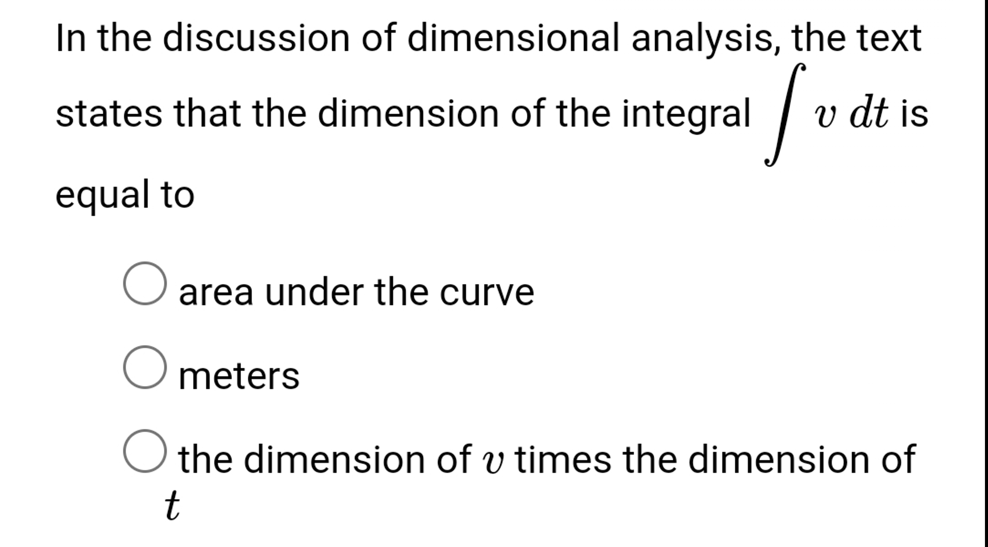 Solved In the discussion of dimensional analysis, the text | Chegg.com