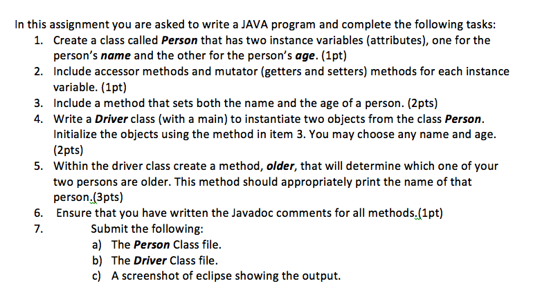 Solved In this assignment you are asked to write a JAVA | Chegg.com