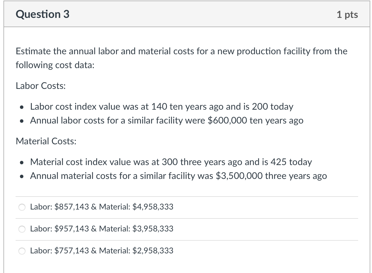 Solved Estimate the annual labor and material costs for a | Chegg.com