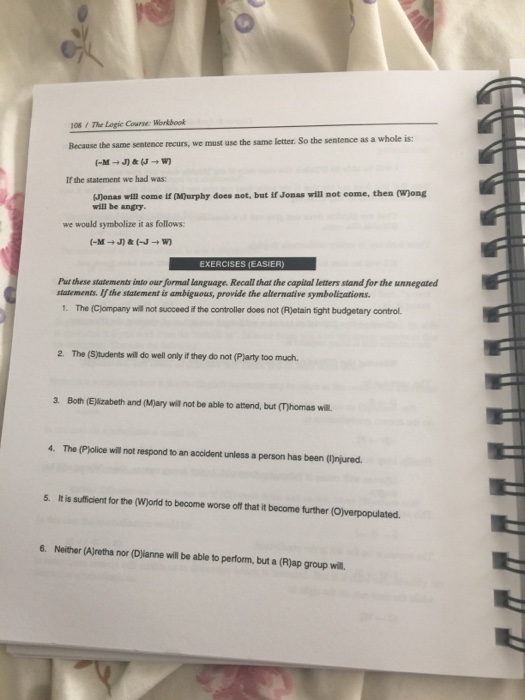 Solved 108 /The Logic Course Workbook Because the same | Chegg.com