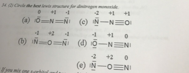 Solved 4 2) Circle the best lewis structure for dinitrogen | Chegg.com