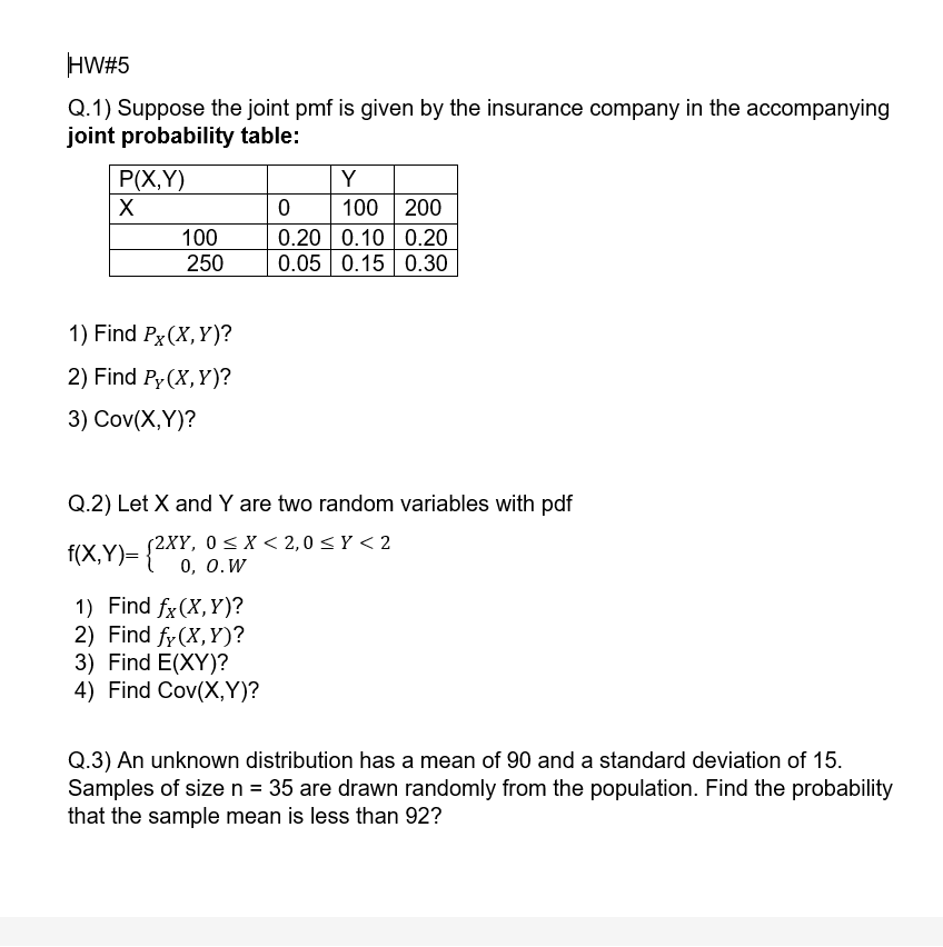 Solved Q.1) Suppose the joint pmf is given by the insurance | Chegg.com