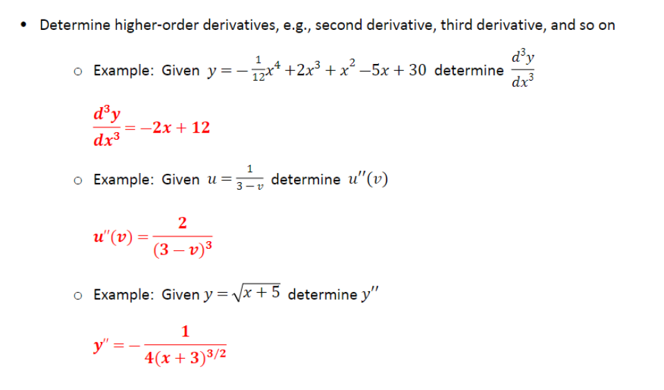 Solved Determine higher-order derivatives, e.g., second | Chegg.com