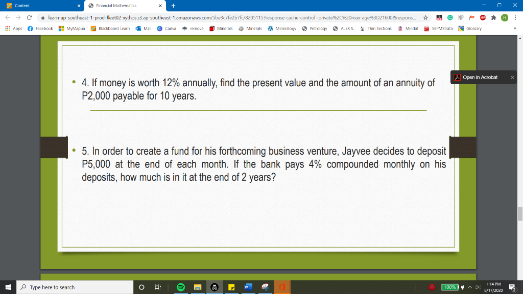 Solved Content Financial Mathematics c learn-ap-southeast 1 | Chegg.com