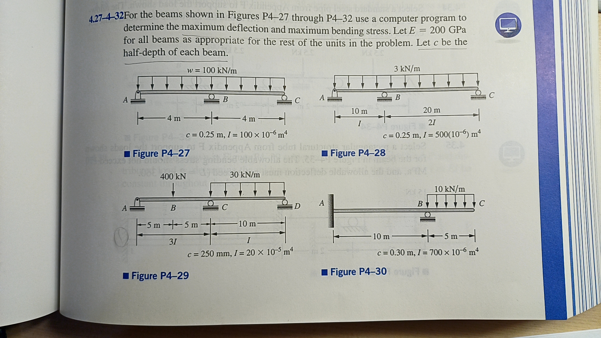 Solved 4.27-432For the beams shown in Figures P4-27 ﻿through | Chegg.com