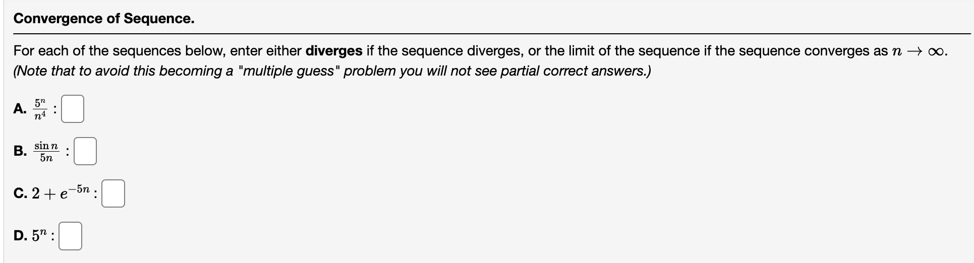 Solved For each of the sequences below, enter either | Chegg.com