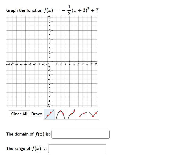 Solved 1 Graph the function f(x) = 5 (x+3)2 + 7 10 9 8 Co 7 | Chegg.com