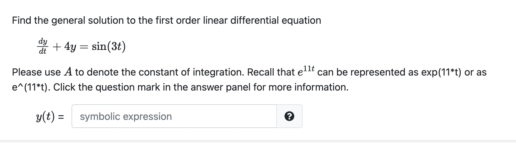 Solved Find the general solution to the first order linear | Chegg.com