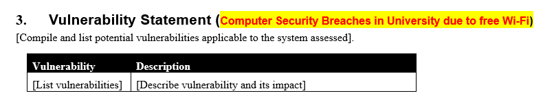 Solved 1- What is vulnerability Statement for Computer | Chegg.com