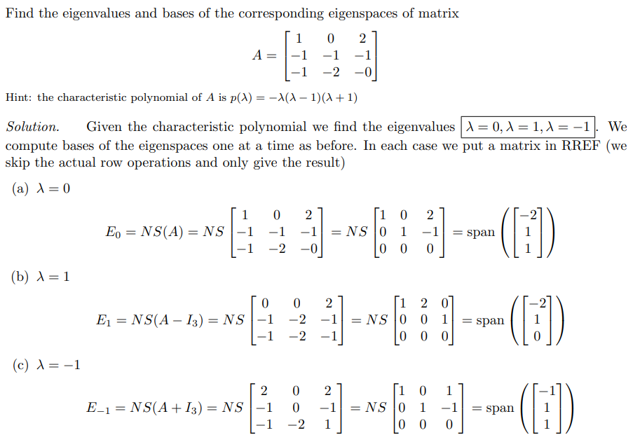 Find the eigenvalues and bases of the corresponding | Chegg.com