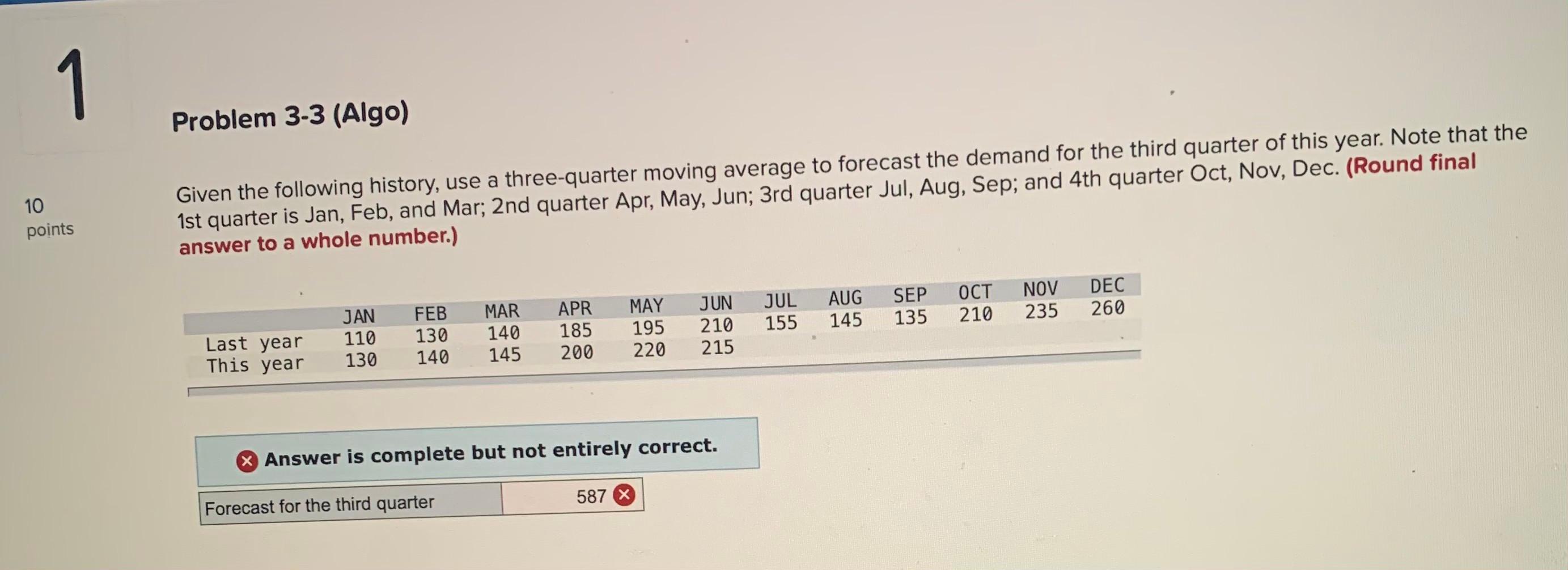 Solved 1 Problem 3-3 (Algo) 10 points Given the following | Chegg.com