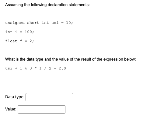 Solved Assuming the following declaration statements: | Chegg.com