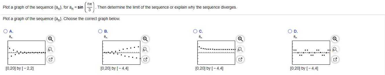 Solved Пл Plot a graph of the sequence {a}, for a, = sin | Chegg.com