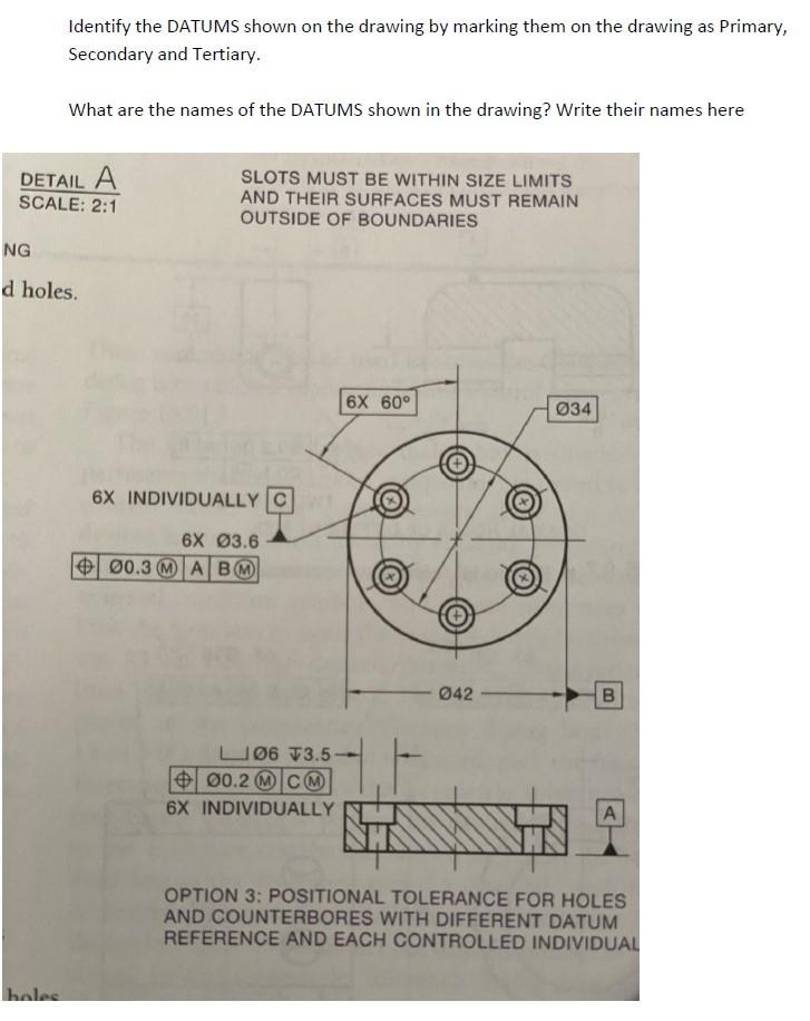 Solved Identify the DATUMS shown on the drawing by marking | Chegg.com