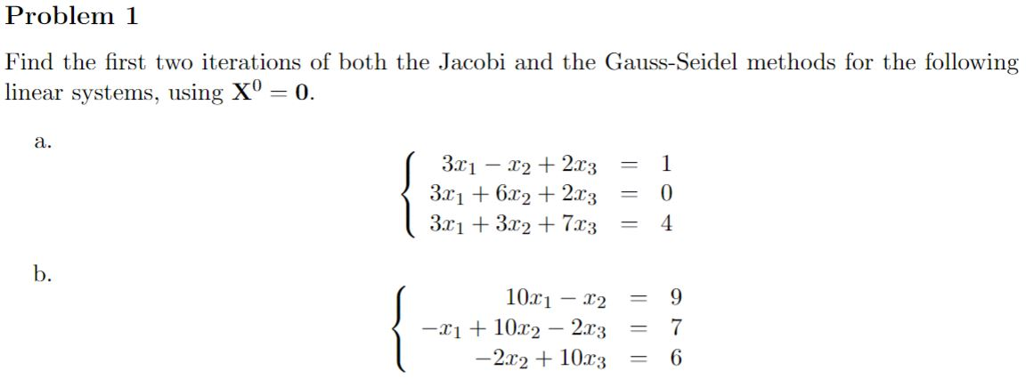 Solved Problem 1 Find the first two iterations of both the | Chegg.com