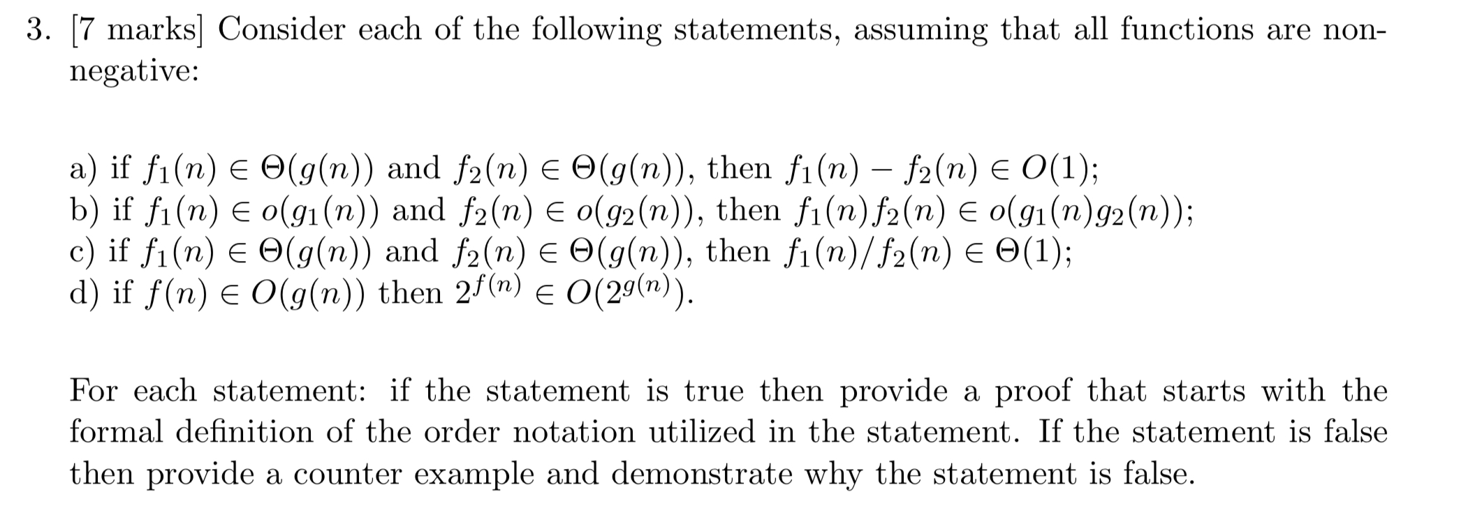 Solved 3. [7 marks] Consider each of the following | Chegg.com