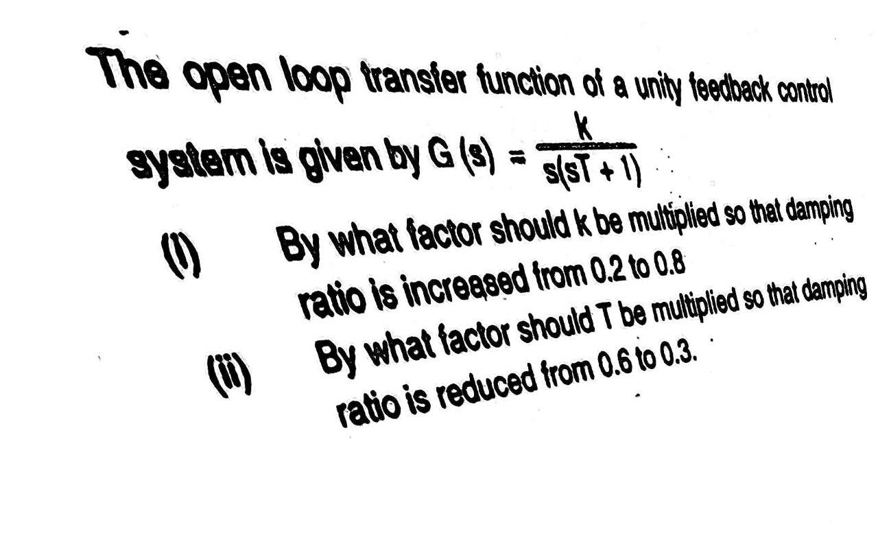 Solved The open loop transier function of a unity feedback | Chegg.com