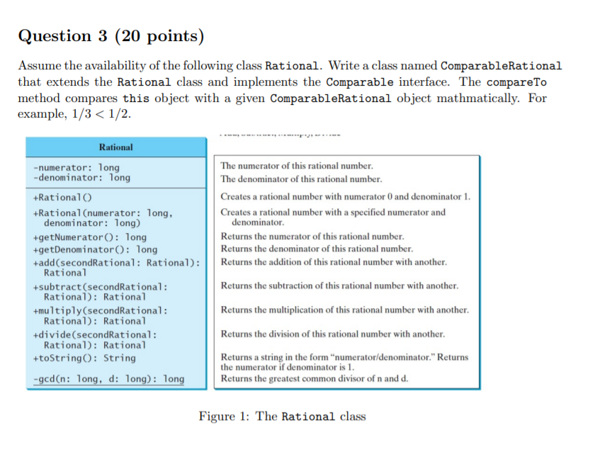 Solved Question 3 (20 points) Assume the availability of the | Chegg.com