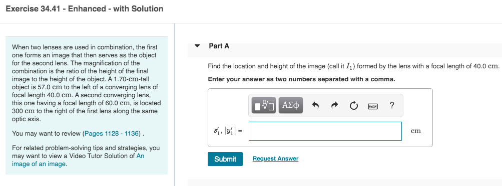 Solved Exercise 34.41 - Enhanced - with Solution Part A When | Chegg.com