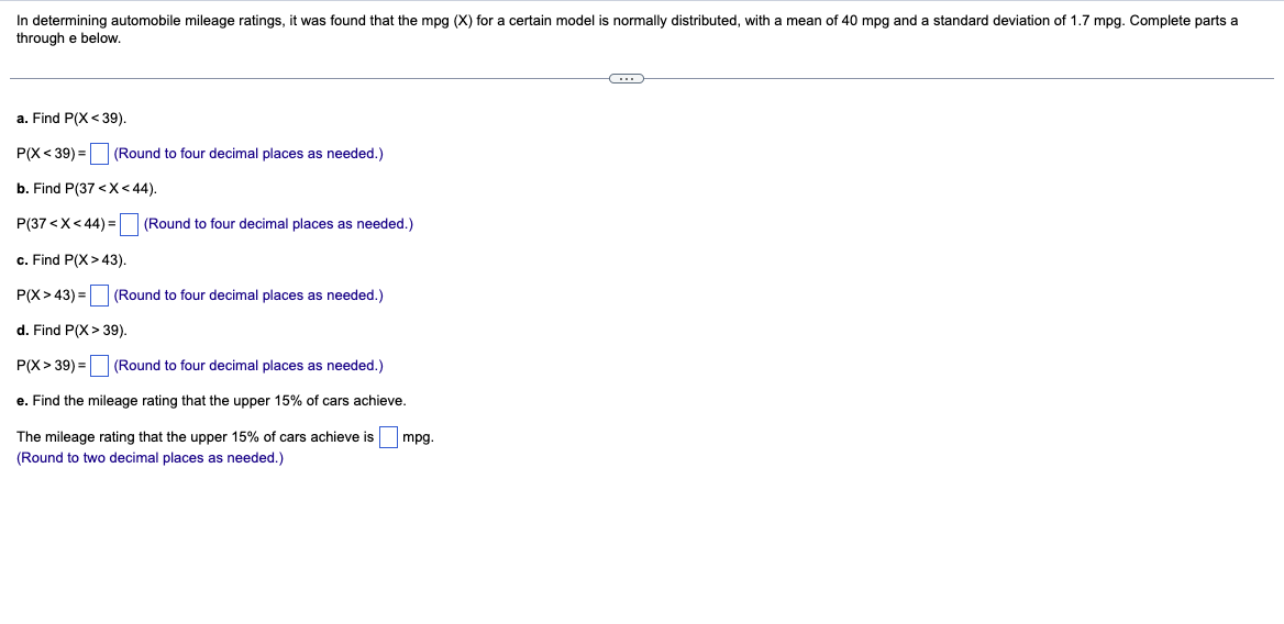 Solved In determining automobile mileage ratings, it was | Chegg.com