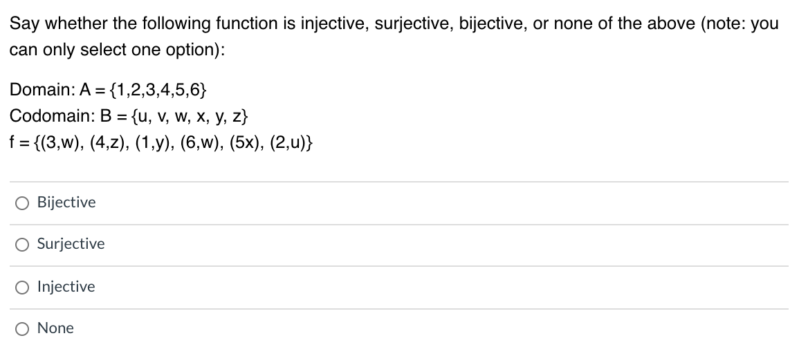 Solved Say whether the following function is injective, | Chegg.com