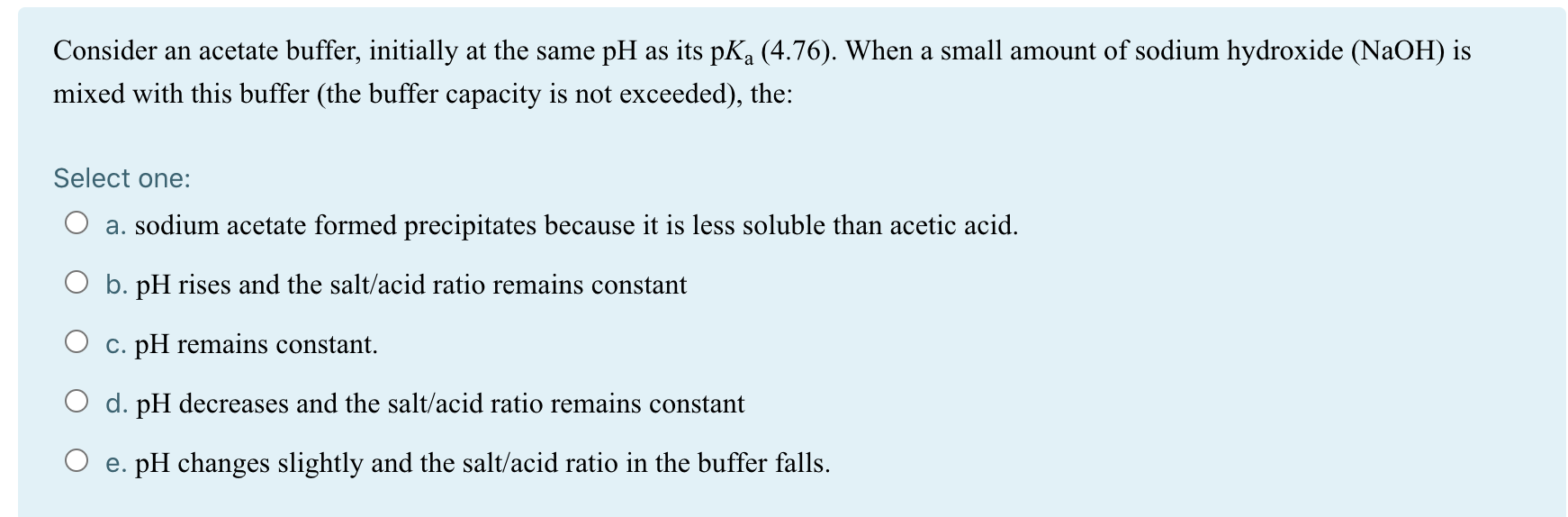 Solved Consider an acetate buffer, initially at the same pH | Chegg.com