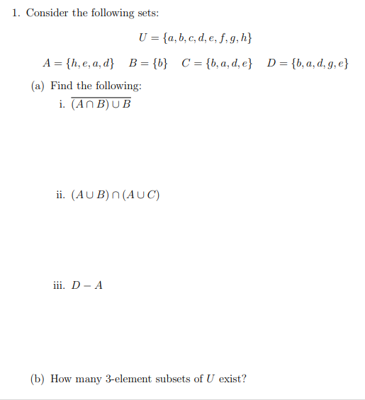 Solved Consider the following | Chegg.com